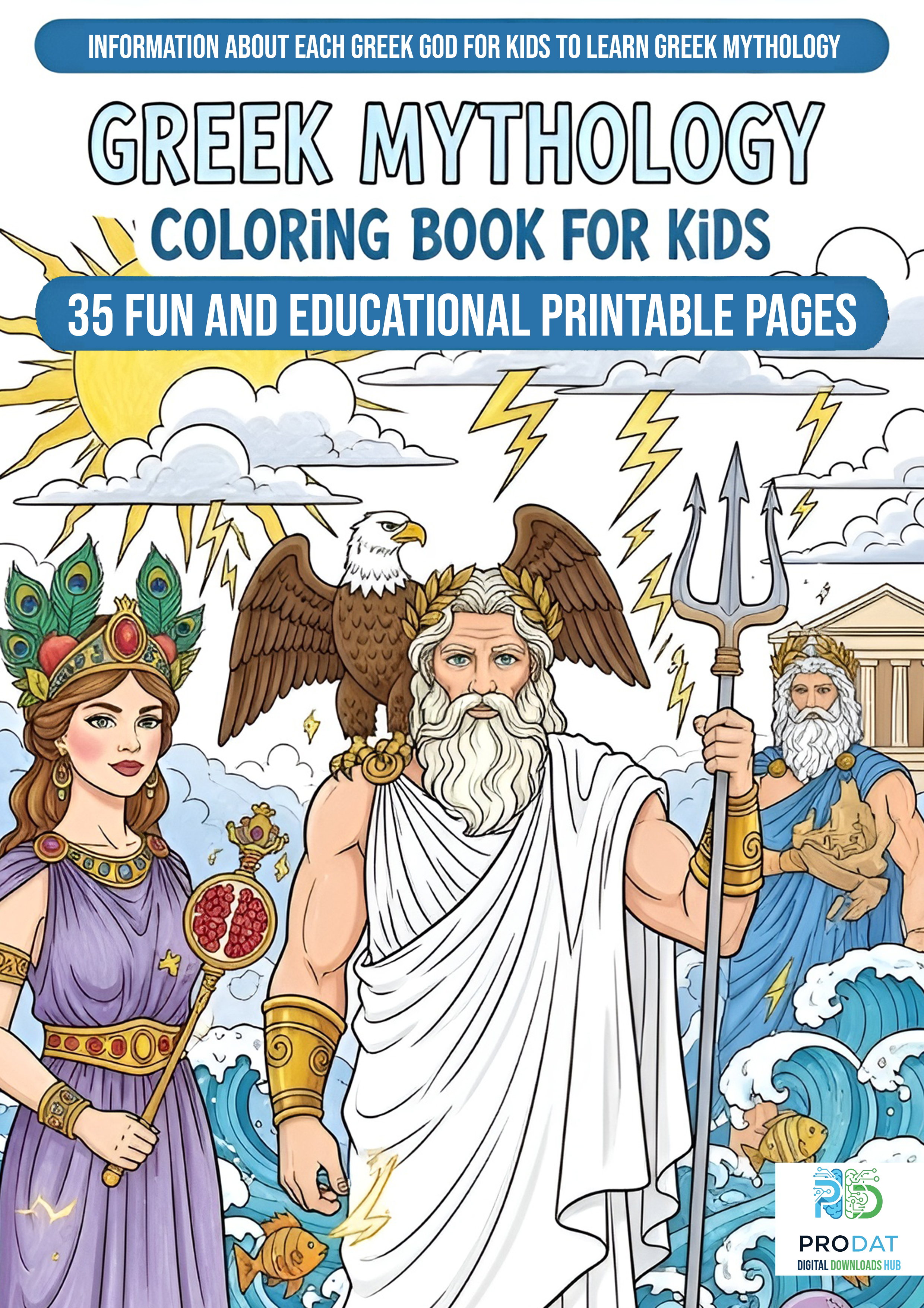 Greek Mythology 35 Page Coloring Book for Kids | Buy Art & Design Files ...