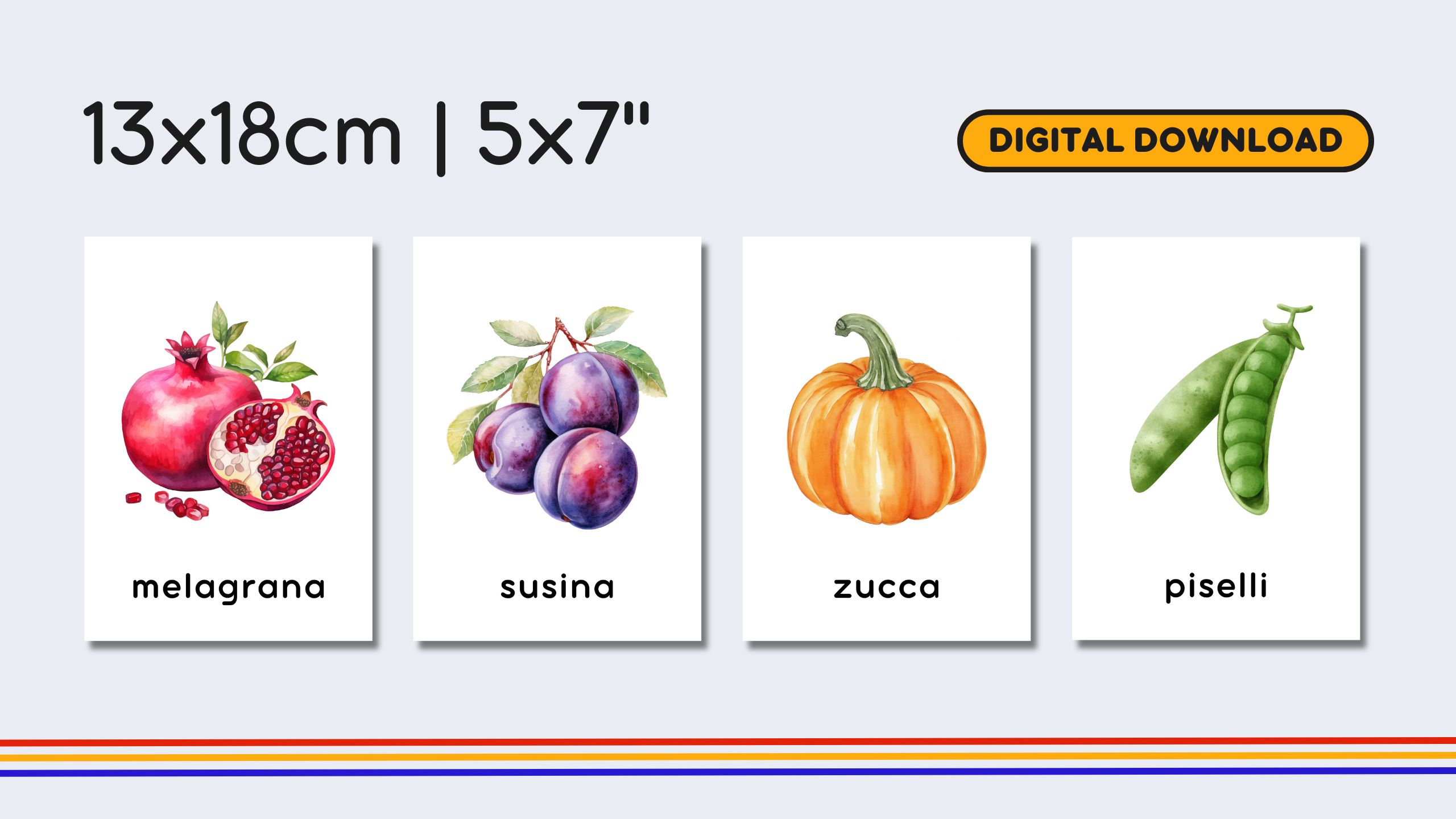 Italian Fruits + Vegetables Flashcards | Buy Educational Products ...