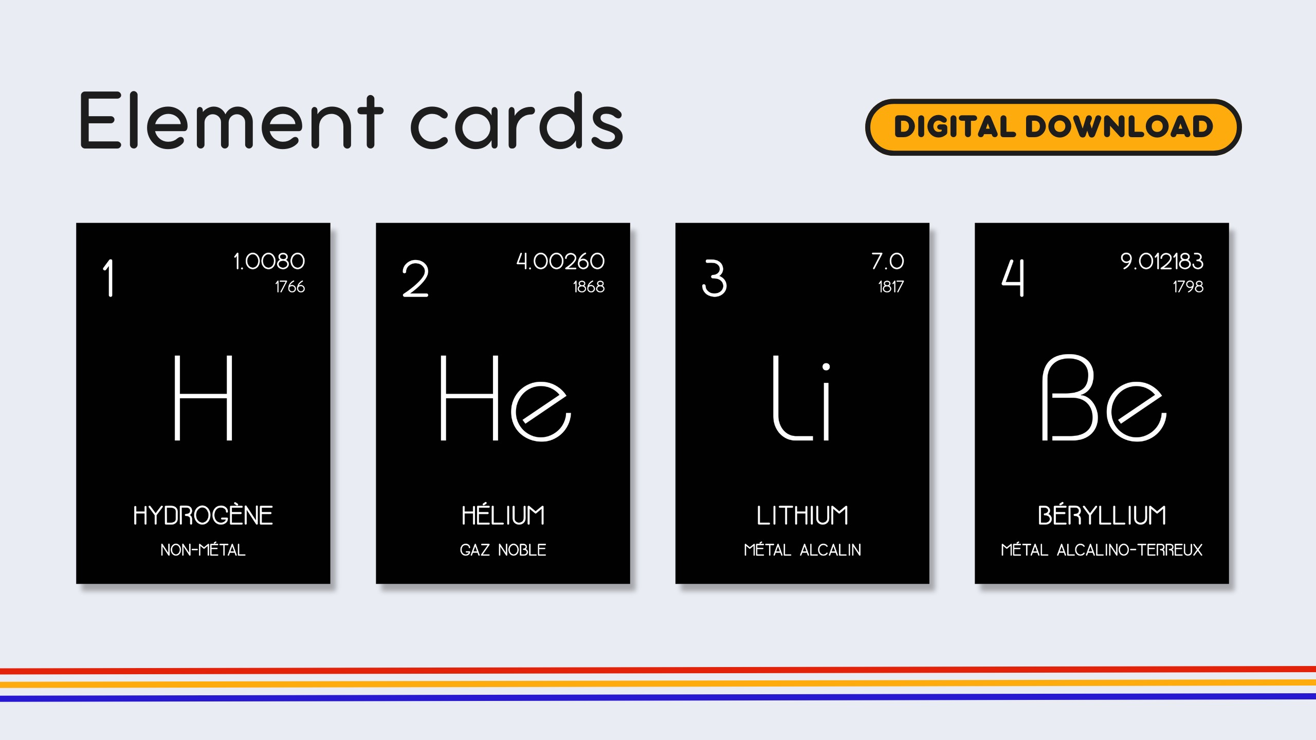 French Minimalist Periodic Table Flashcards | Buy Educational Products ...