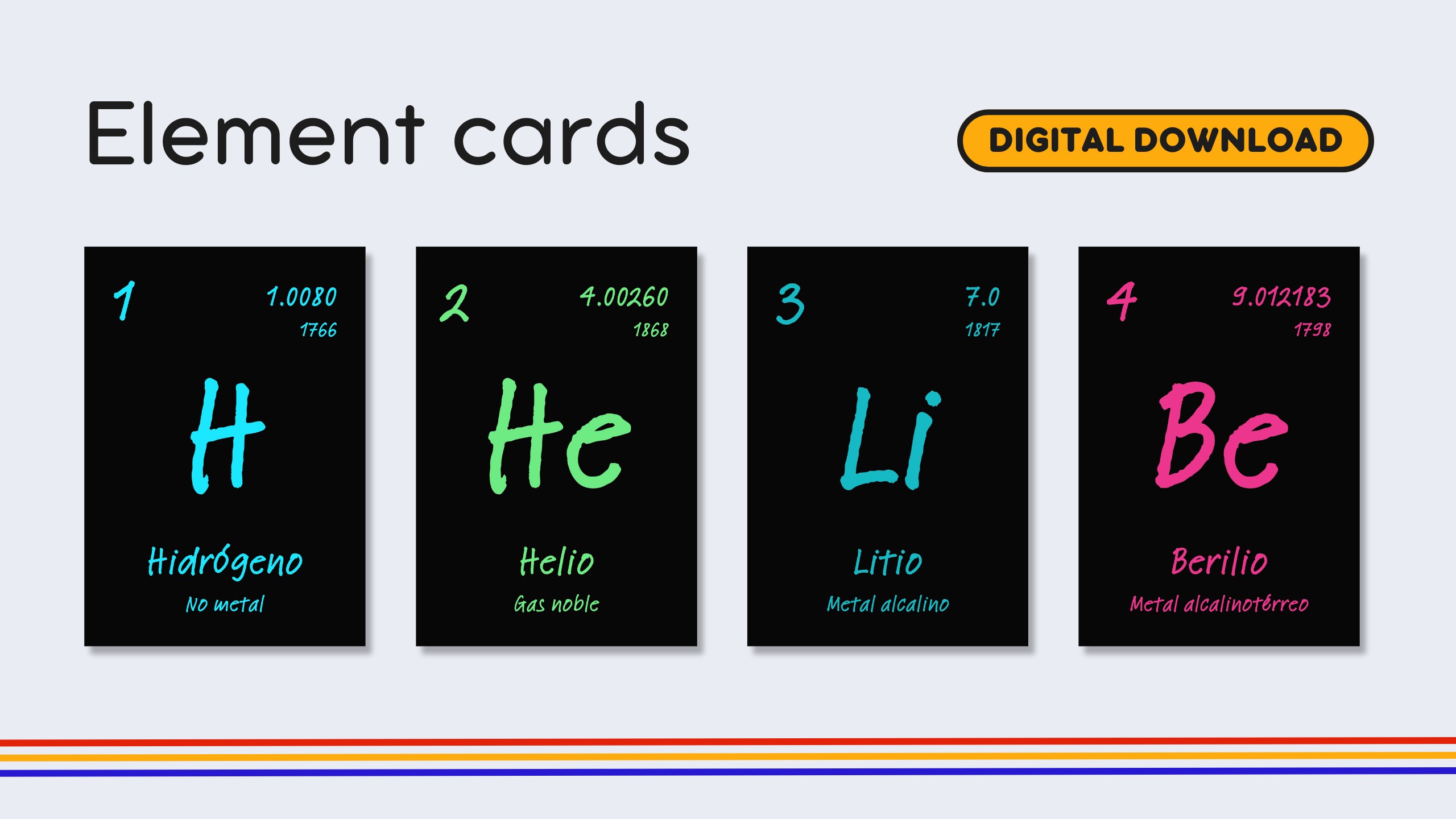 Spanish Dark Mode Periodic Table Flashcards | Buy Educational Products ...