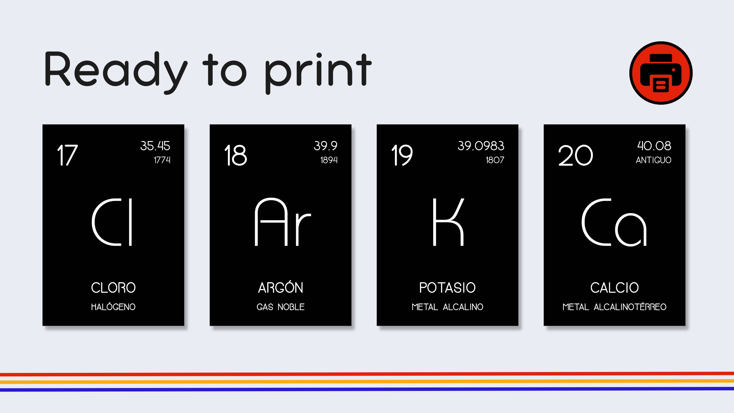 Spanish Minimalist Periodic Table Flashcards | Buy Educational Products ...