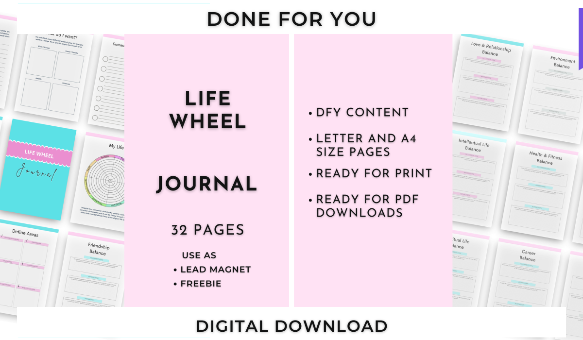 Life Wheel Journal | Personalized Journal Canva Template | Buy Art ...