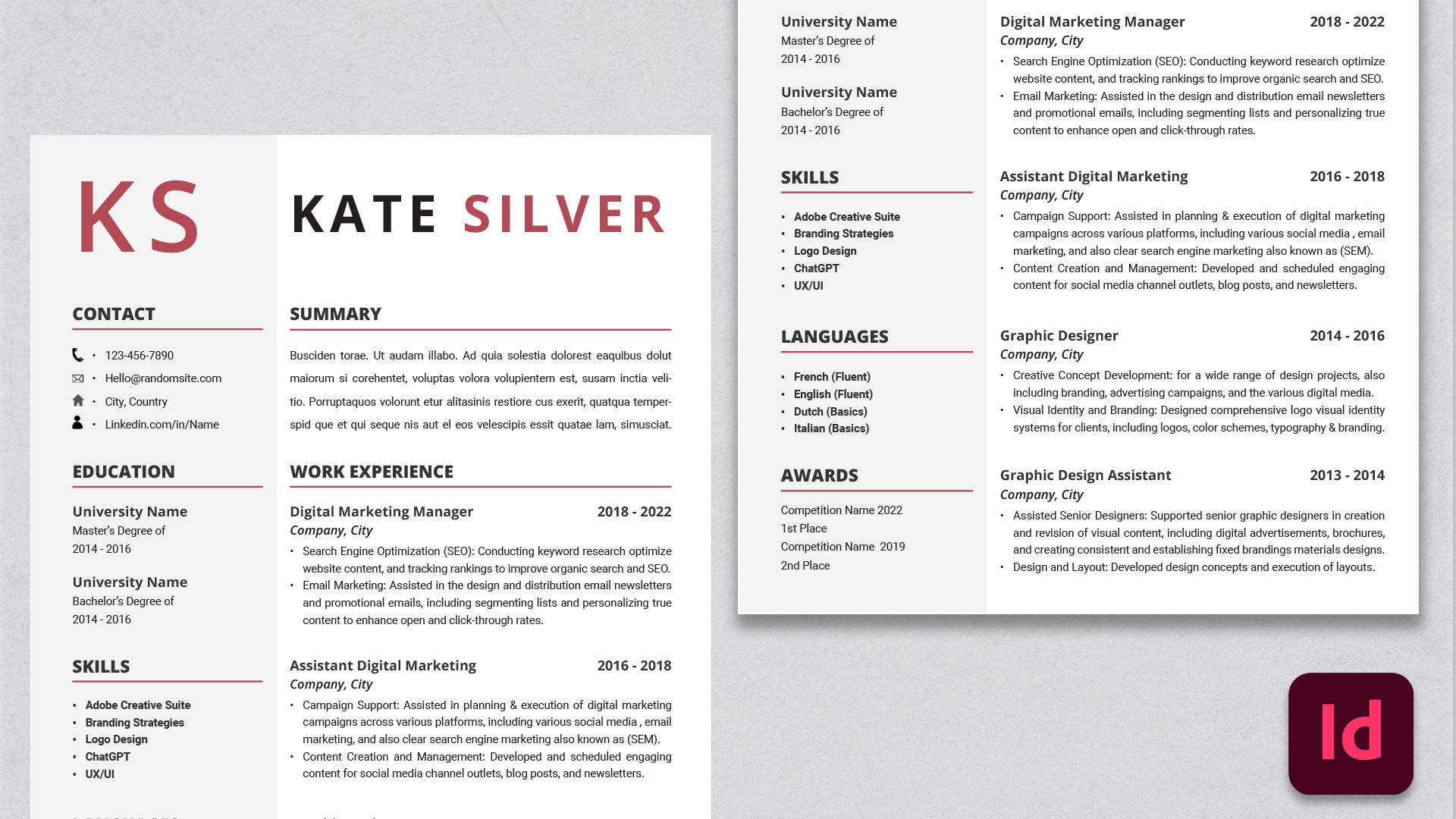 InDesign Resume CV Template - Pink Details | Buy Templates | Skillshare