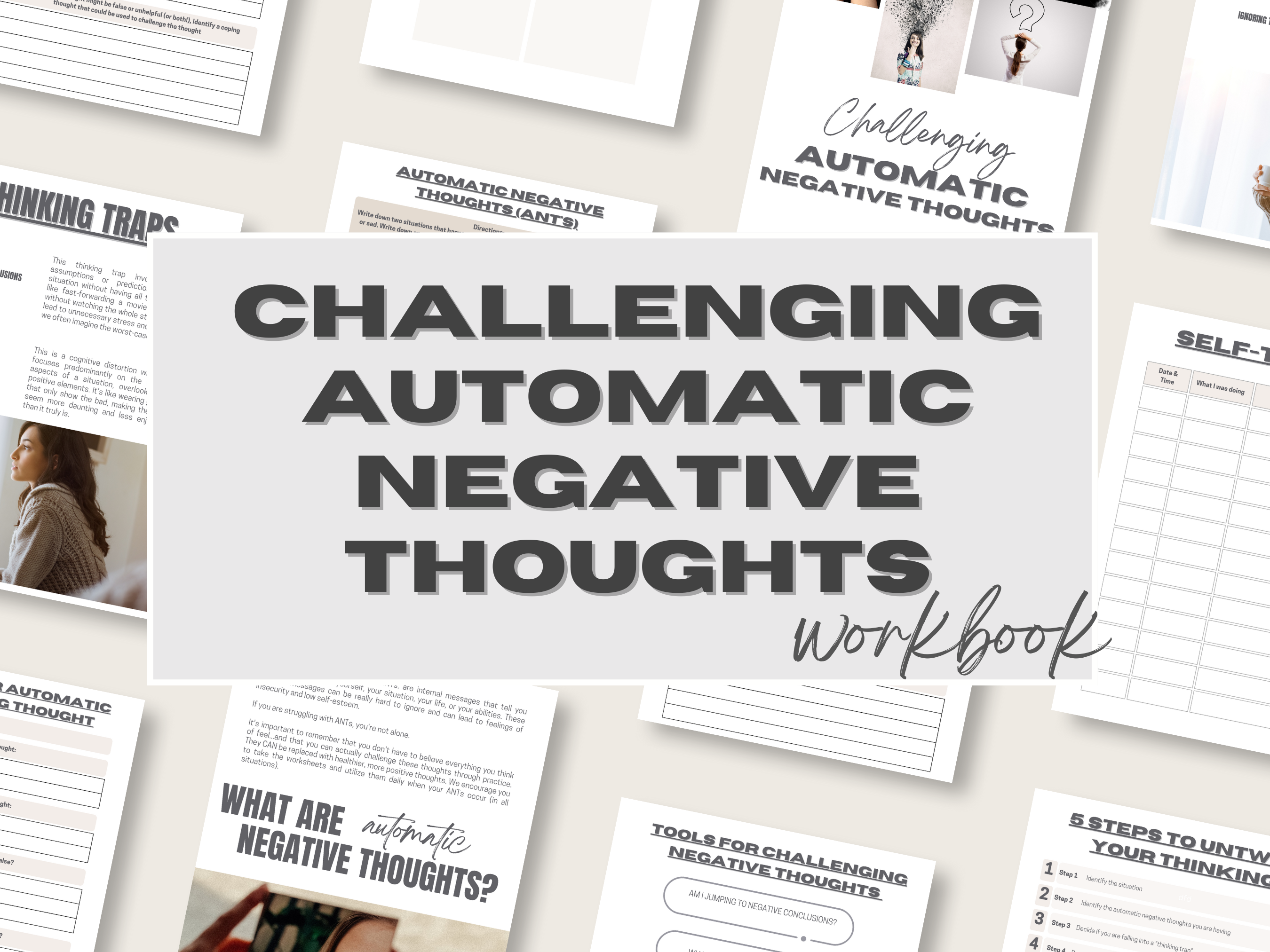 Challenging Automatic Negative Thoughts Workbook | Printable | Buy ...