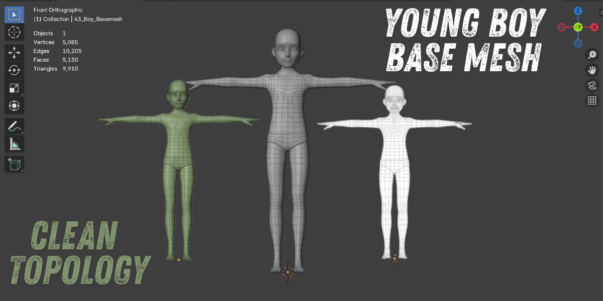 Young Boy Base Mesh - Clean Topology | Buy Art & Design Files | Skillshare