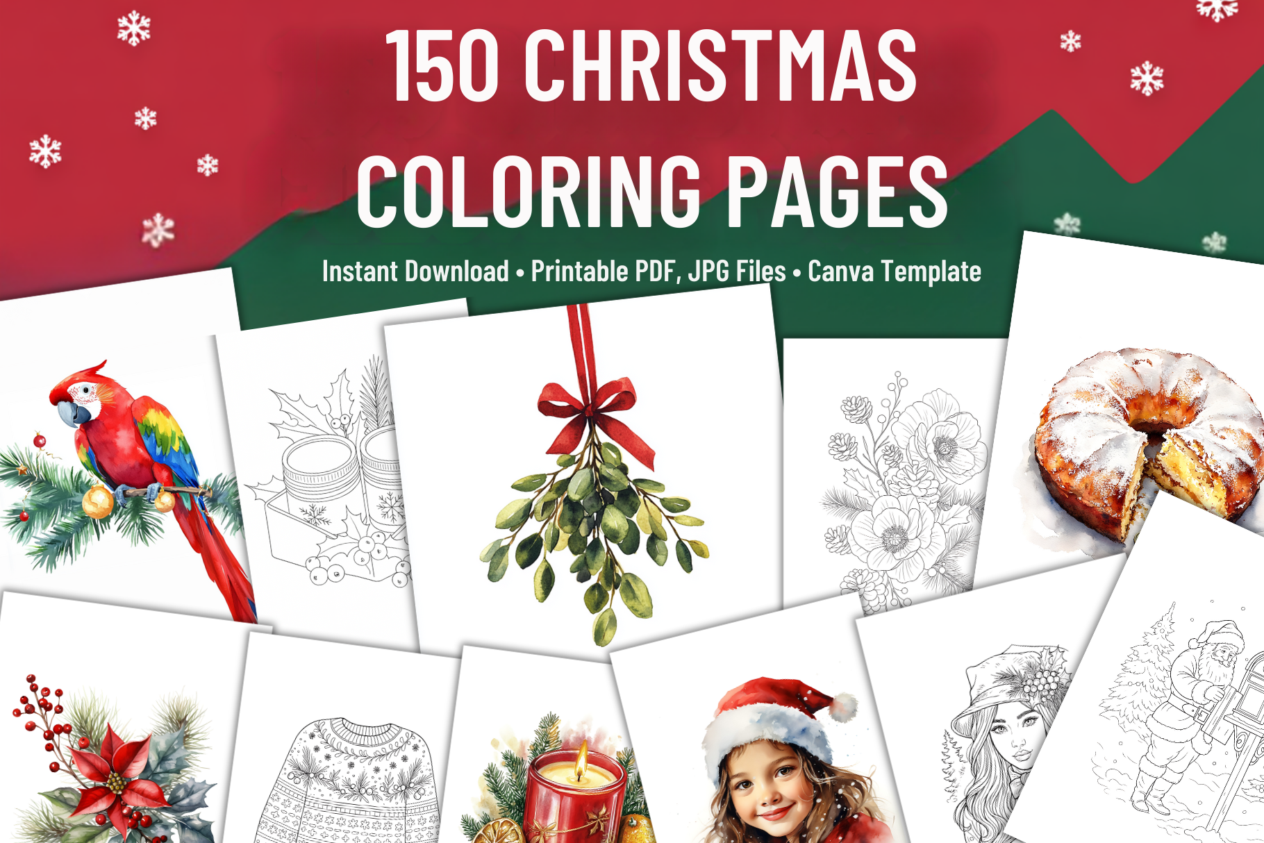 150 Christmas Coloring Pages Bundle | Buy Art & Design Files | Skillshare